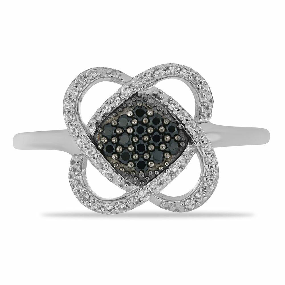 Кольцо, серебро, 925 проба, родирование, циркон, шпинель