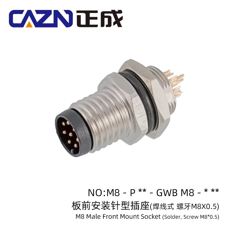 Водонепроницаемые разъемы CAZN M8 Solder Socket 3 Pin A, Male Front M8x0.5