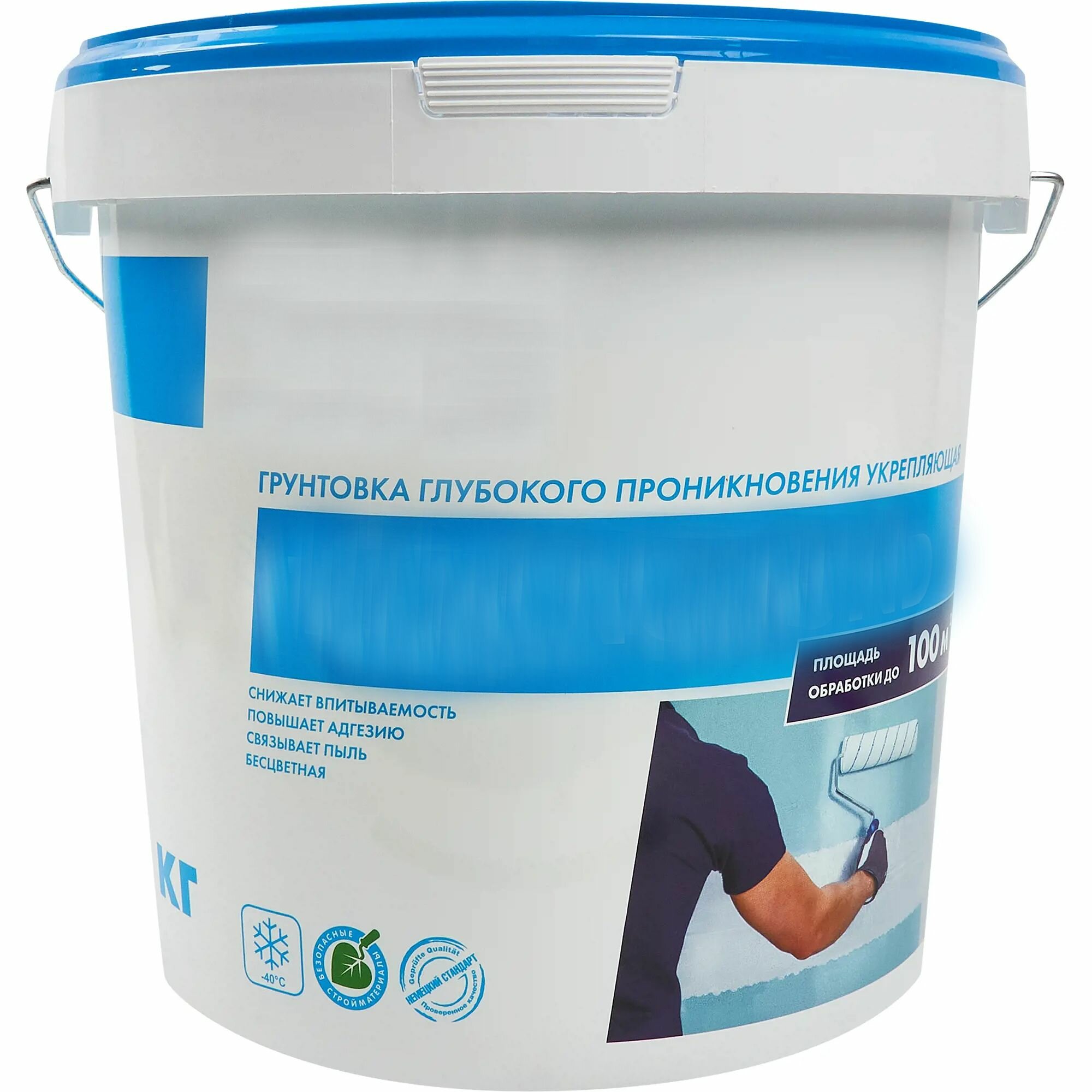 Грунтовка глубокого проникновения 10 кг, морозостойкая - подходит для грунтования мелкопористых материалов. Укрепляет поверхность слабых оснований (на меловой, гипсовой основе).