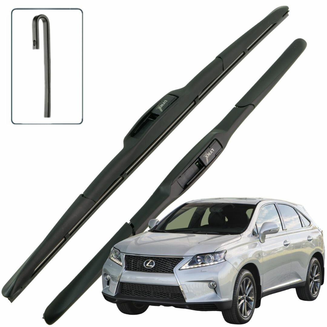 Дворники Lexus RX350 (3) AL10 / Лексус РХ350 АЛ10 рест. 2012 / 2013 / 2014 / 2015 Щетки стеклоочистителя гибридные ОЕМ для автомобиля LYNXauto 650мм-550мм к-т 2шт.