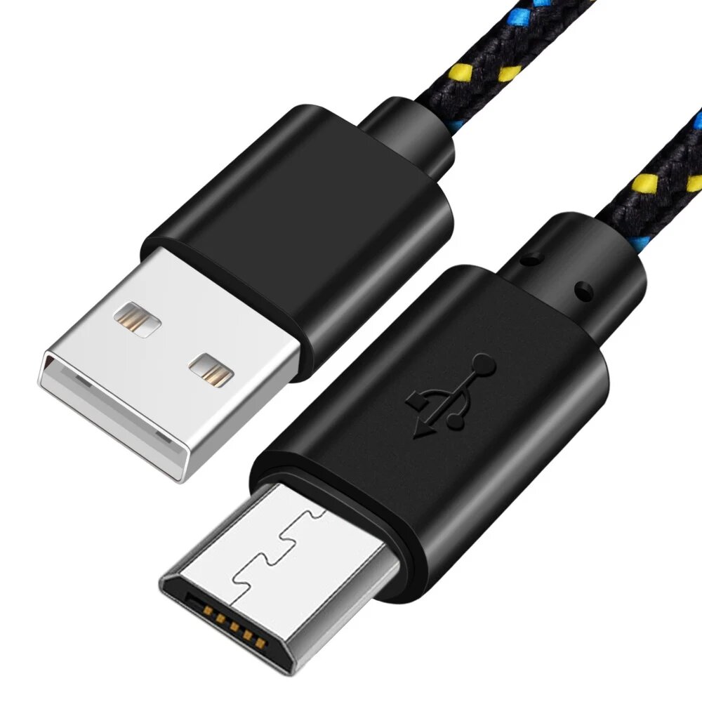 Кабель Micro USB в оплетке Olnylo, кабель для синхронизации данных и зарядки для телефонов Samsung, Huawei, Xiaomi, Android, кабели Micro USB для быстрой зарядки 3 м, Black Micro USB