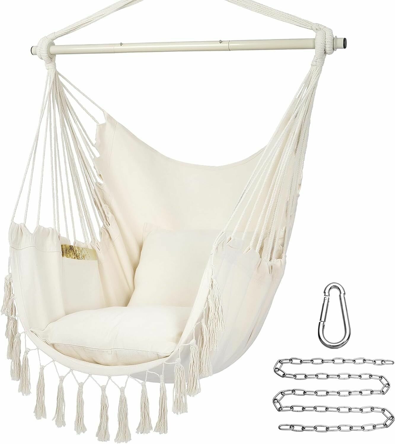 Кресло-гамак, подвесные веревочные качели, макс. 225 кг, 2 подушки и комплект оборудования входят в комплект поставки