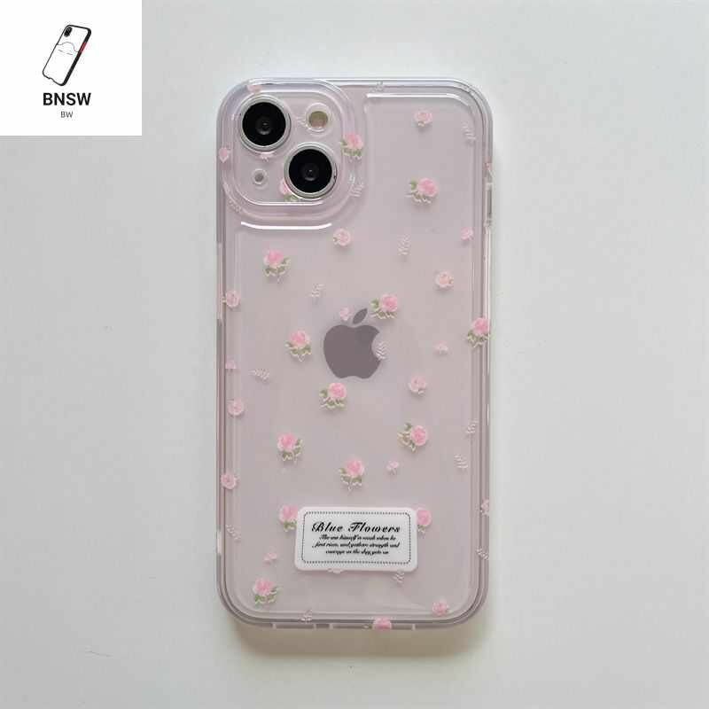 Для Apple Iphone 14, чехол для телефона, в корейском стиле, розовый цветок, мягкий чехол