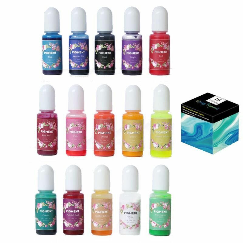 Краситель эпоксидной смолы, 15 цветов, пигментная краска для ювелирных изделий, рукоделия, художественного творчества, по 10 мл каждый