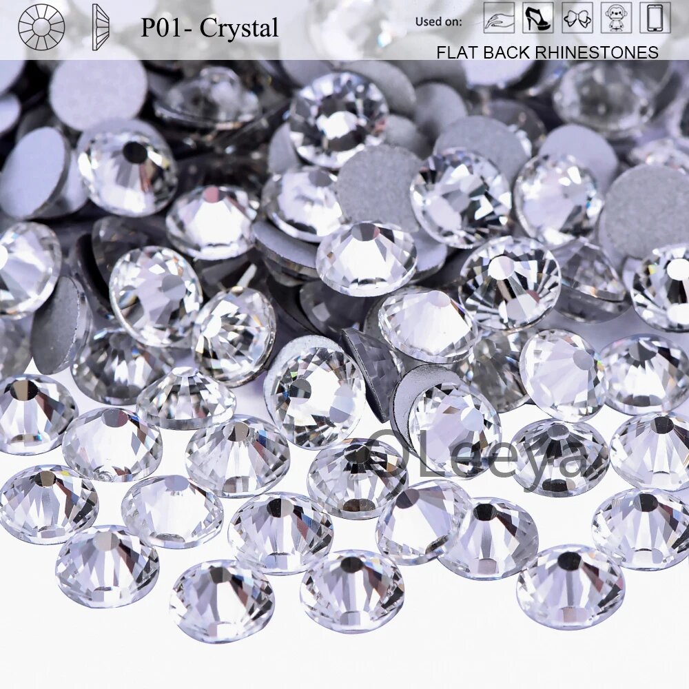 Стразы серебряные P01 Crystal SS3-SS16 для ногтей