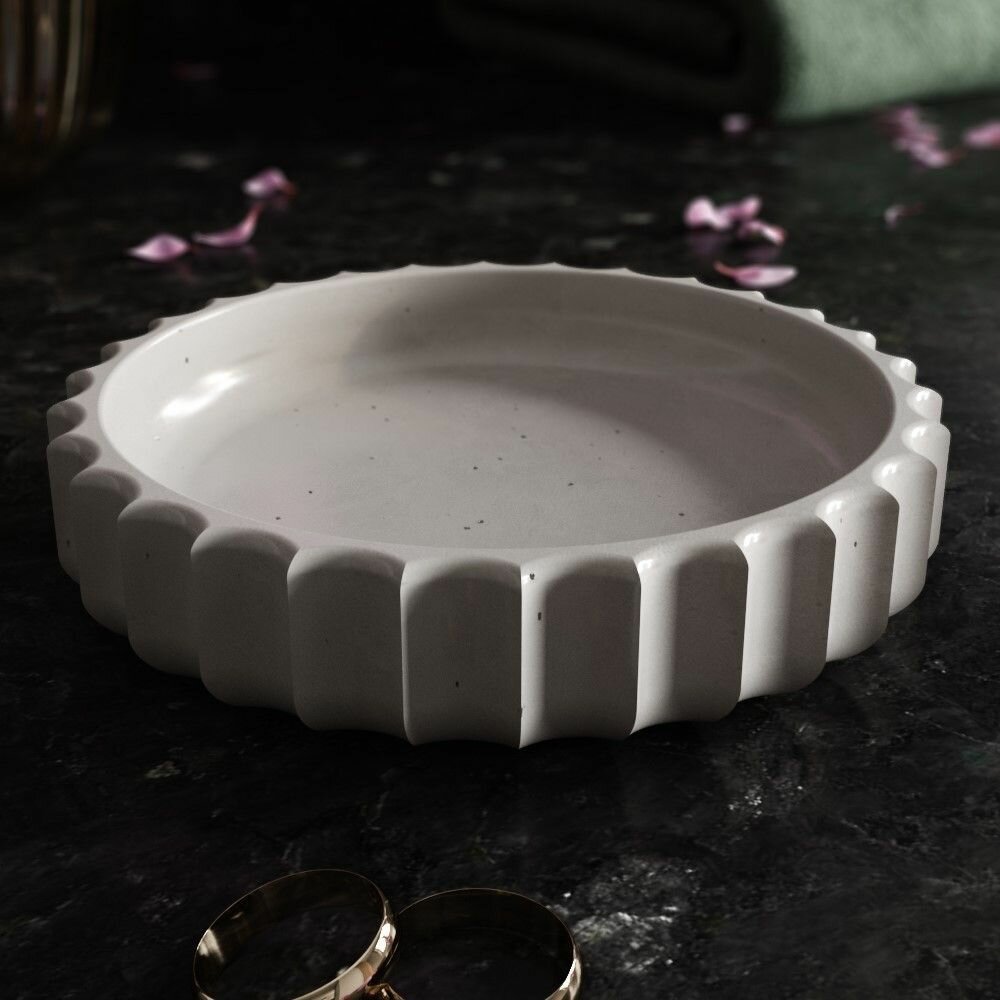 Интерьерная посуда для кухни и гостиной. Декоративная поднос - подставка 11х11 см. San Marino circle XS серая глянцевая.