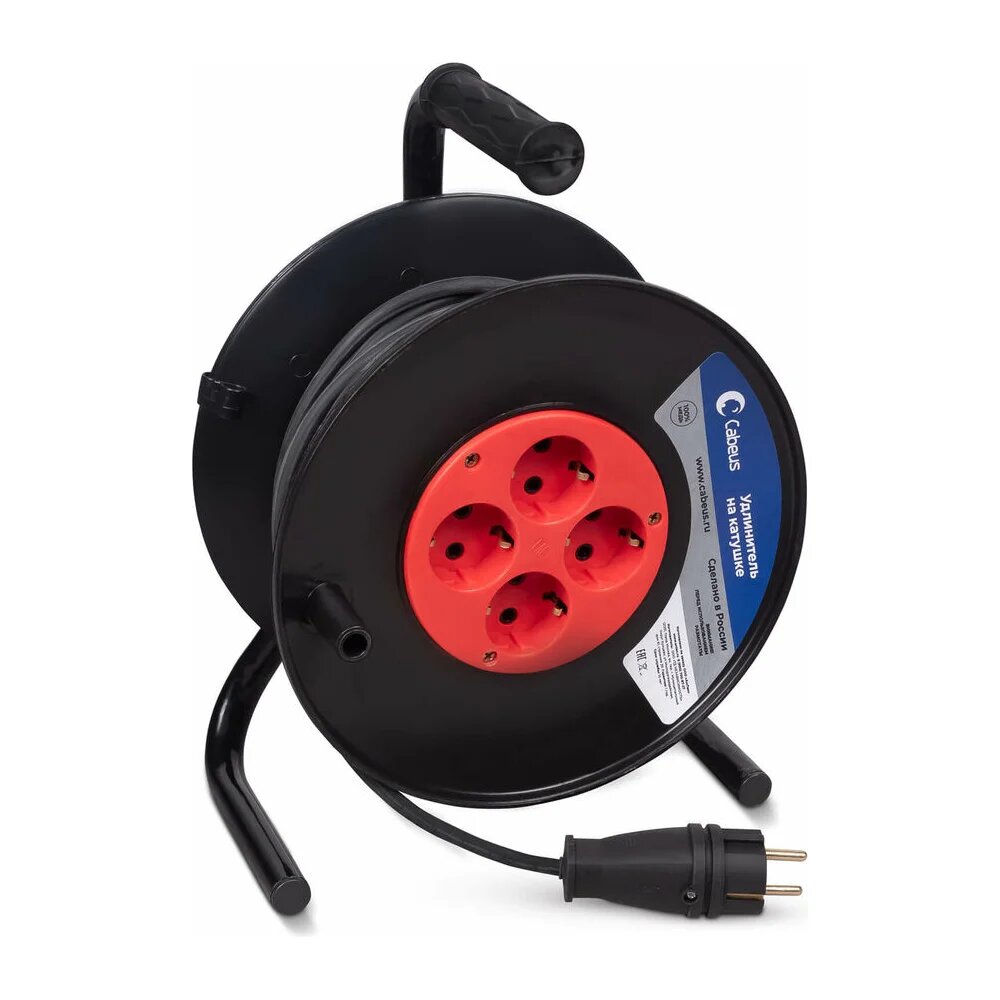 Удлинитель Cabeus силовой КГ 20м на катушке с заземлением EC-C-3.5-FR-G-20 3500 Вт, для удобства переноски удлинителя