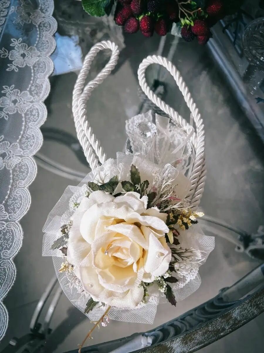 Подхват-саше "Ajourele" C-191 с розой универсальный, бежевый, 1 шт