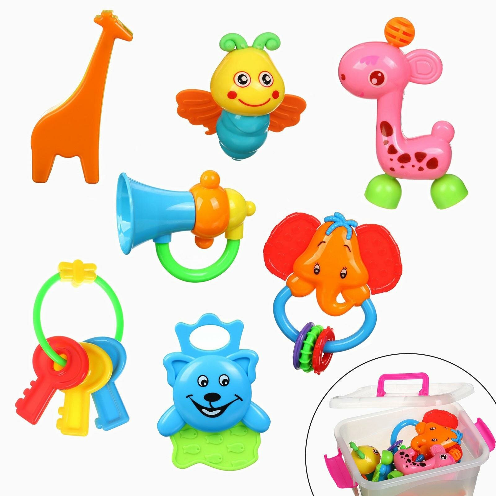 Набор погремушек Крошка Я в контейнере, пластик, 7 шт. в комплекте