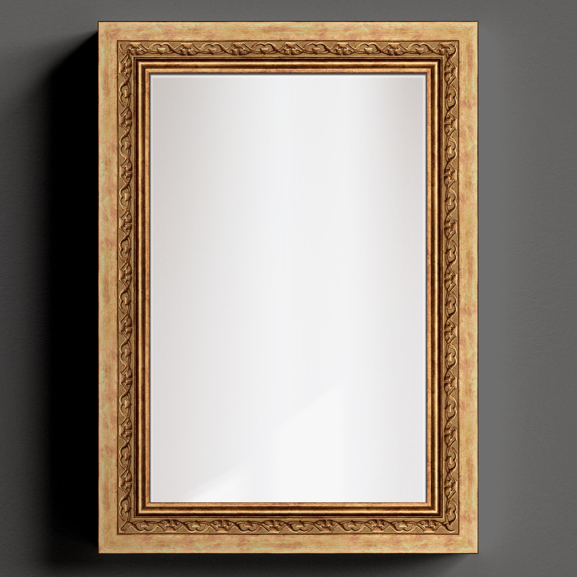 Зеркало настенное 50х70 "севилья дерево" ALENKOR, в раме под дерево с блеском, пластик, прямоугольное, интерьерное