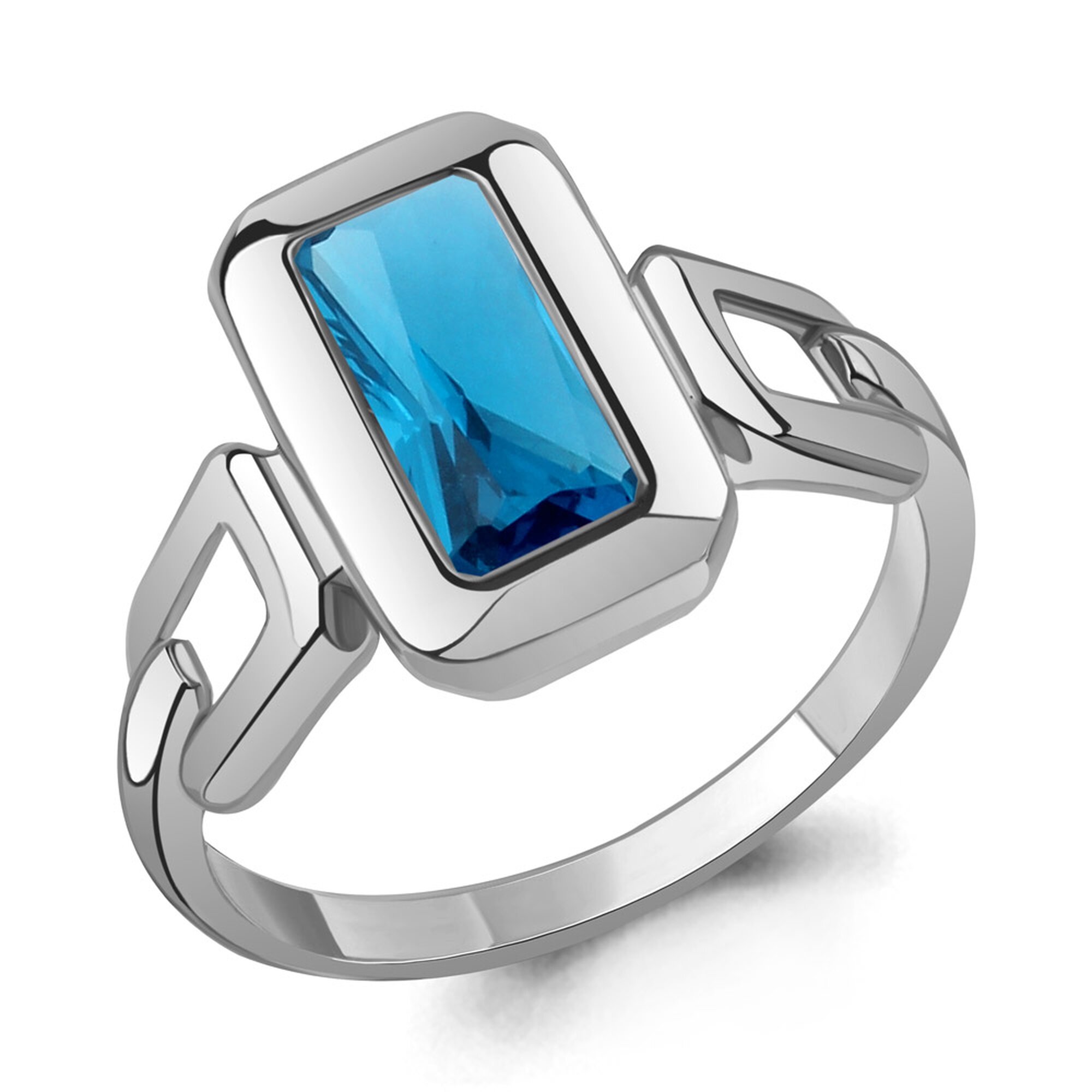 Кольцо, серебро, 925 проба, родирование, Лондон топаз