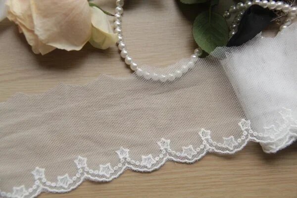 5 ярдов белого и черного хлопка кружева вышитые кружева ткани сетчатые Аппликация Кружева 3D цветок украшение для пошива одежды «сделай сам» отделка фестонами