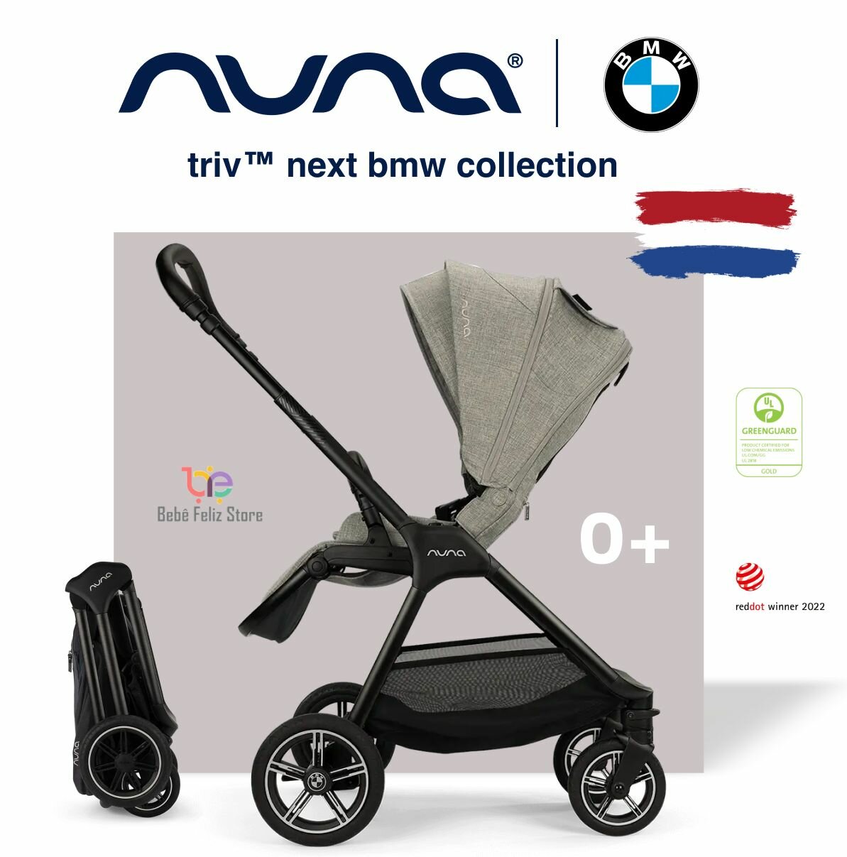Прогулочная коляска Nuna Triv Next BMW с реверсивным блоком 8 кг всесезонная с большими колесами