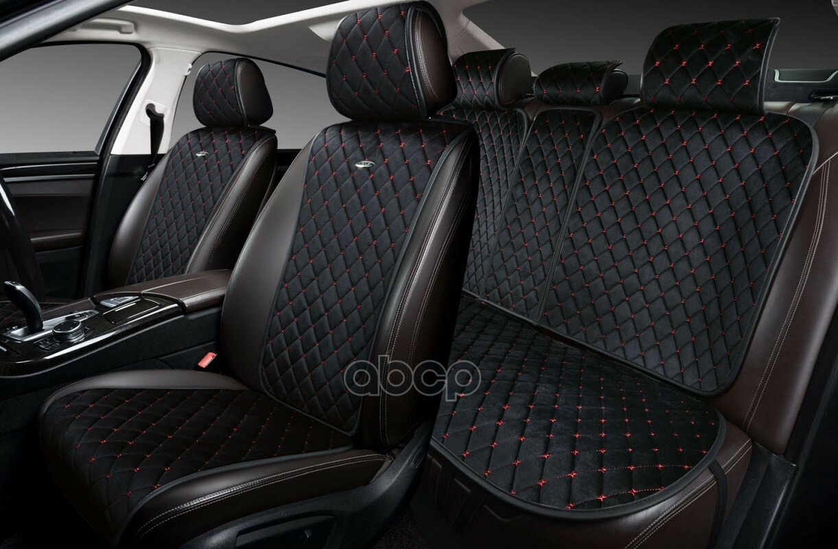 Накидка на сиденье "PSV" Asterion PRO вельвет черный/отстрочка красная (комплект на весь салон) PSV арт. 135147