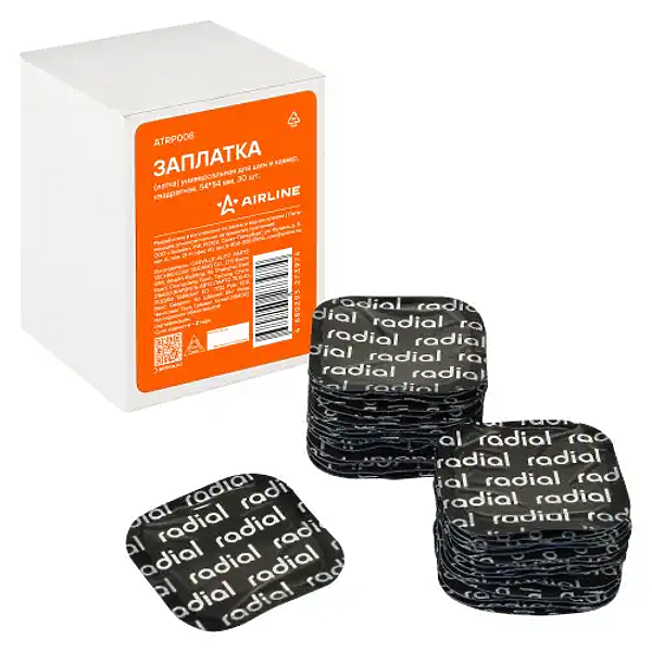 Airline ATRP008 заплата (латка) универсальная для шин и камер, квадратная, 5454 мм, 30 шт. (atrp0