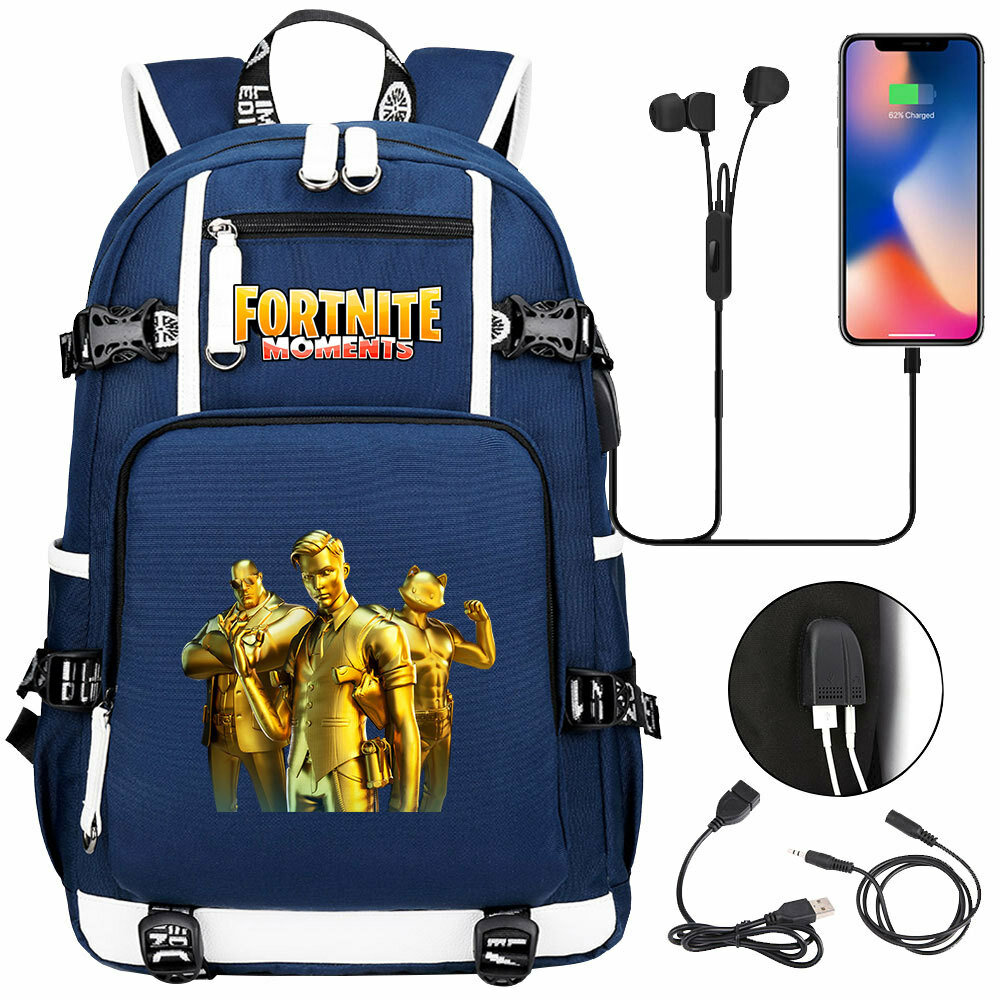 Рюкзак XAXBXC Taobao, аниме-мультфильм, USB-гарнитура, ткань Оксфорд, 47x30x15 см