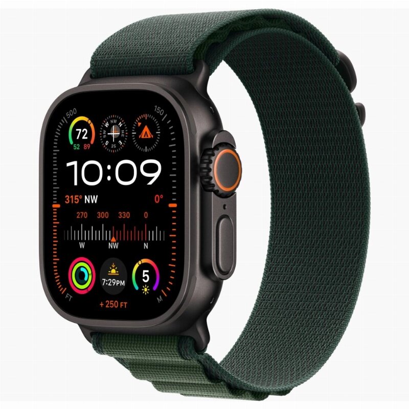 Apple Watch Ultra 2 49mm Black Titanium Case Alpine Loop, размер L, Dark Green, темно-зеленый