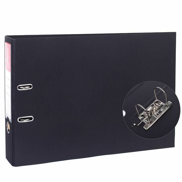 Папка с арочным механизмом deVENTE Черная, A3, 75 мм, PP, разобранная, горизонтальная, карман с этикеткой (3092801)