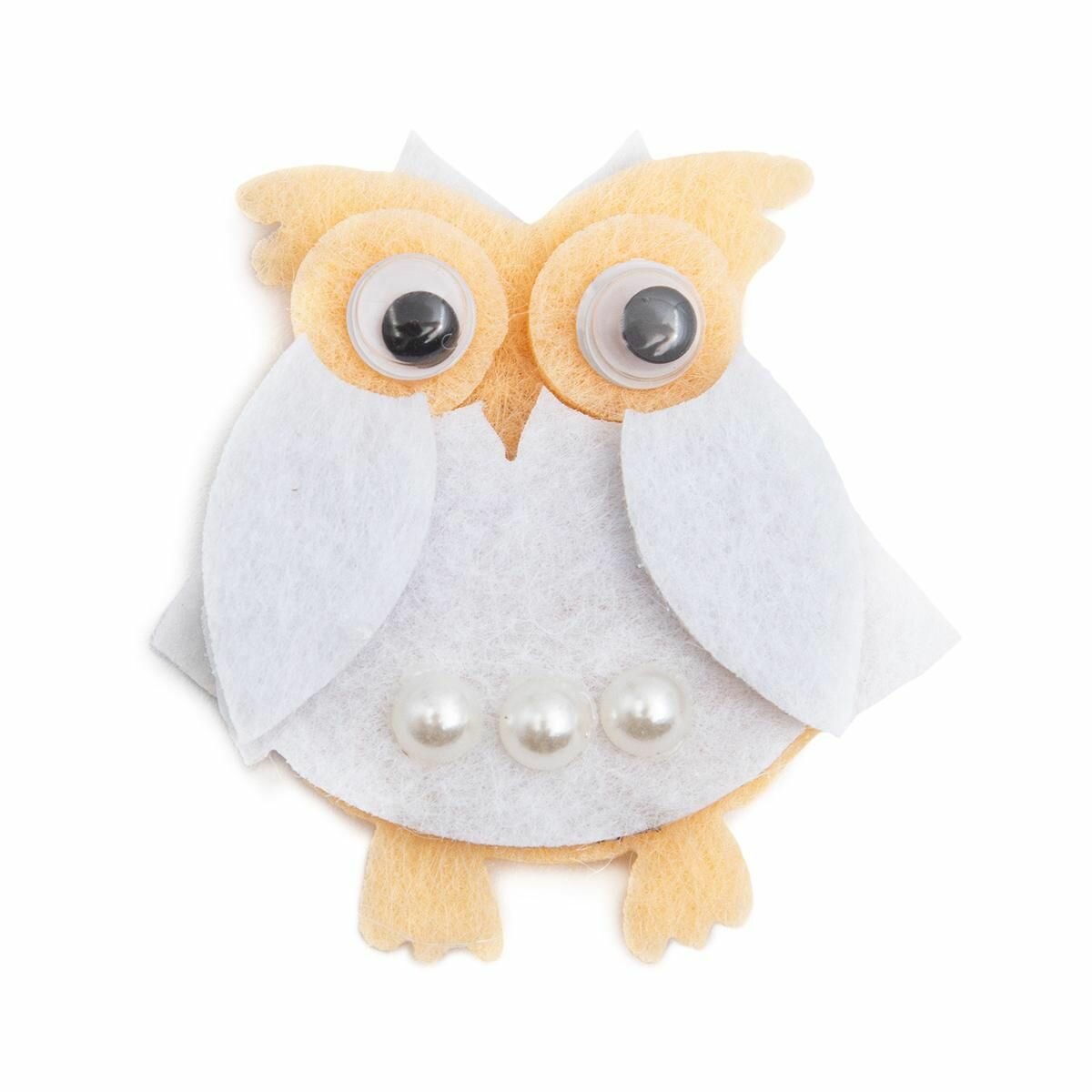 Декоративные украшения айрис "Сова в белом платье", из фетра, AR421, 5 шт