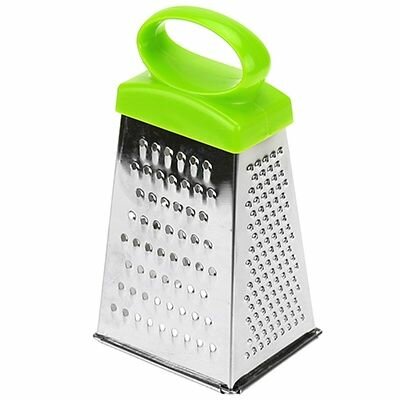 Терка КНР из нержавеющей стали четырехгранная, пластмассовая ручка, 12,5 см, основание 6,5х5 см