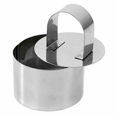 Кулинарная форма КНР Для гарниров, салатов, кондитерских изделий, 7х7х4,5 см, крышка-пресс 6,8 см, нержавеющая сталь