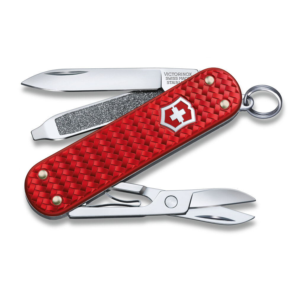 Нож-брелок VICTORINOX 0.6221.401G Classic SD Precious Alox "Iconic Red", 58 мм.