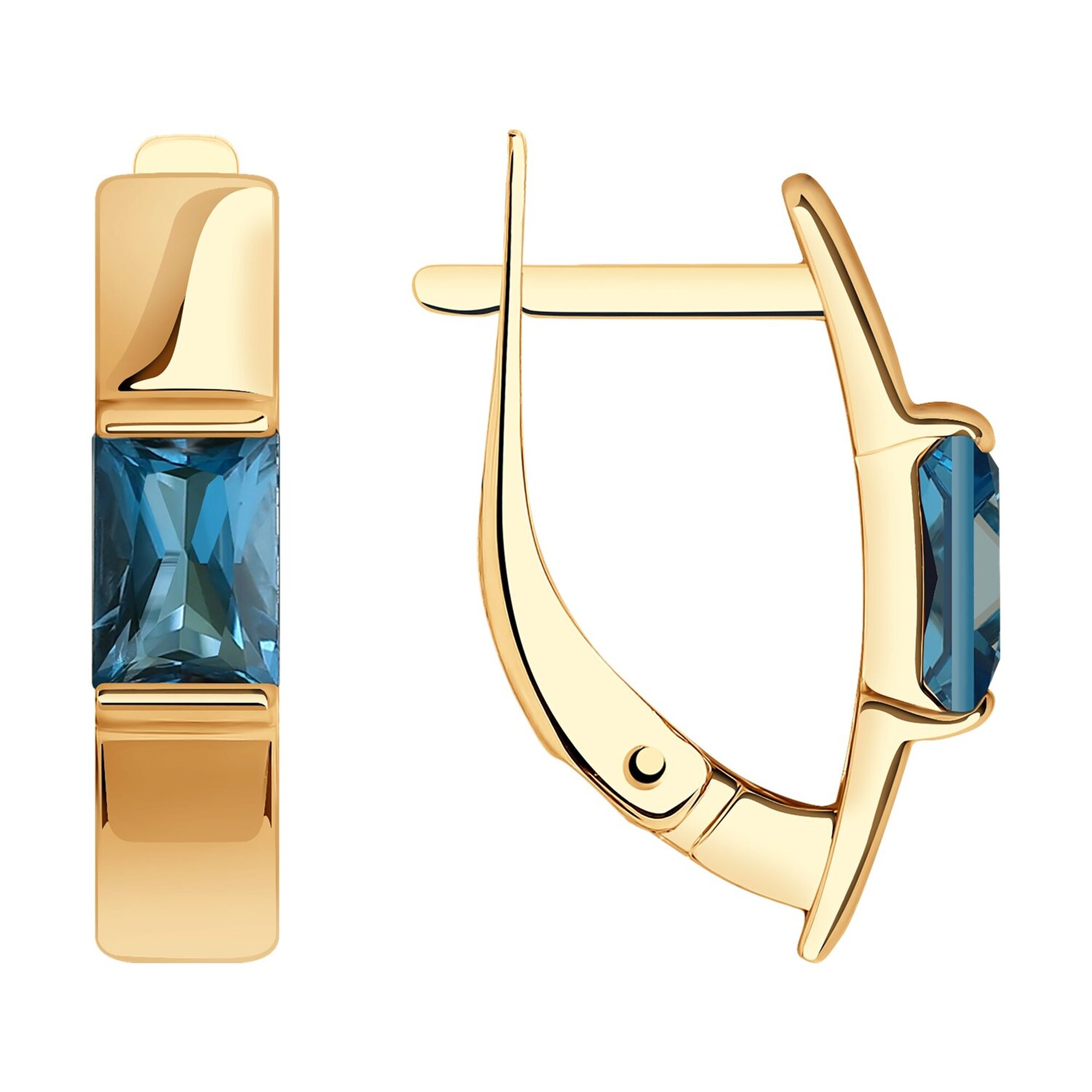 Серьги, красное золото, 585 проба, Лондон топаз