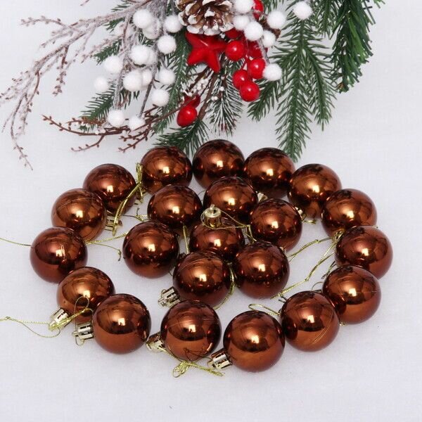 Елочные игрушки Серпантин Новогодние шары 4 см 24 шт "Глянец" цвет шоколад