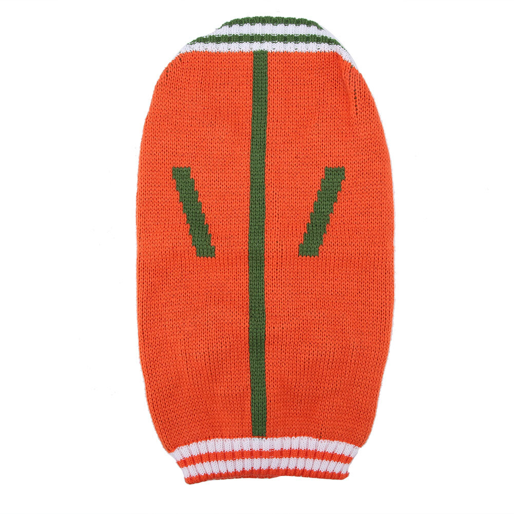 Вязаный свитер с милой собакой, зимнее пальто оранжевого цвета, размер L, сохраняет тепло, пушистая вязаная одежда для маленьких собак