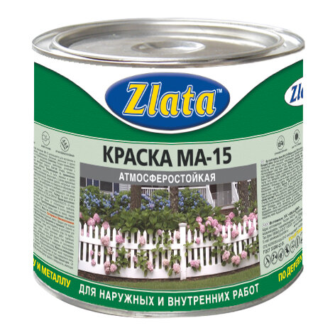 Краска МА-15 Zlata масляная для наружных и внутренних работ, белая 0,8кг