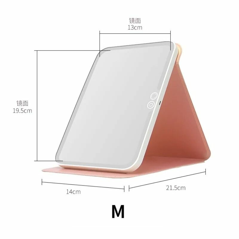 Зеркало для макияжа LED с 3-цветной подсветкой, перезаряжаемое, квадратное кожаное портативное складное для путешествий с компенсацией света