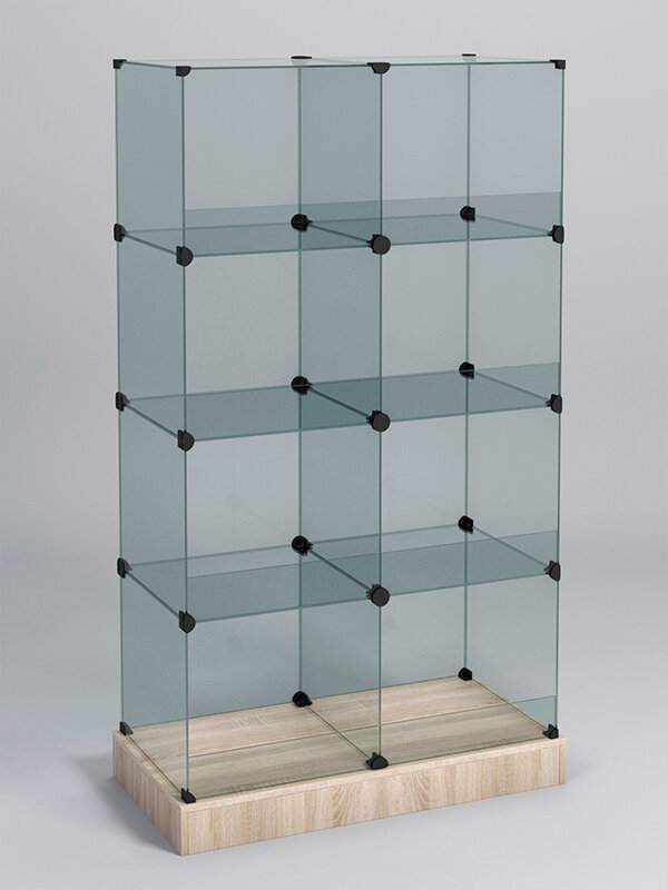 Витрина "КУБ" №6-КО (без дверок, передняя стенка - стекло), Дуб Сонома