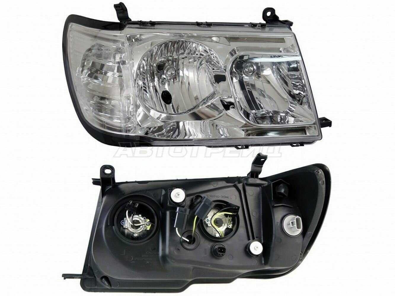 Фара правая, цельная хрусталь, до рейсталинга! (Евросвет) для Тойота Ленд Крузер арт STD121103RLDE1 SAT