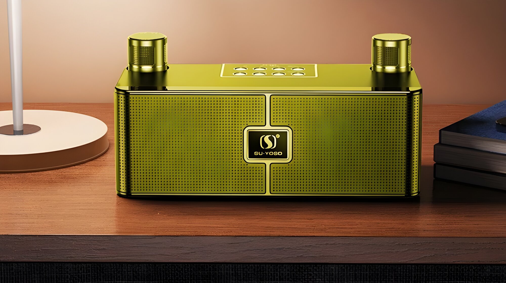 Караоке-система KTV Audio All-in-One для пения в караоке, два микрофона, топовая версия (золотая)