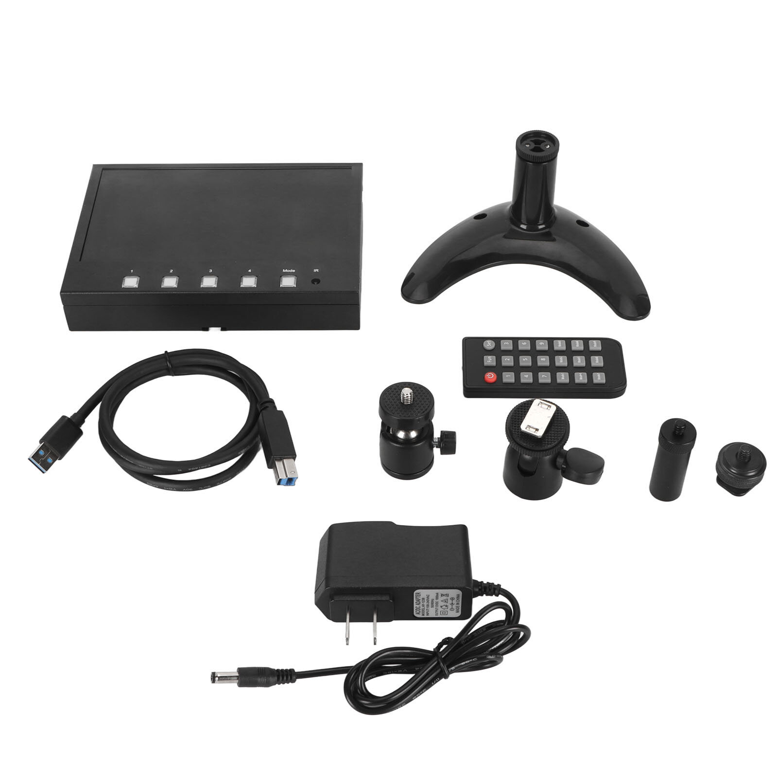 Видеомикшер-коммутатор4x4KHDсмультимедийныминтерфейсом, входомUSB3.0ивыходомдлянесколькихкамер,7-дюймовыммонитором, вилкой100–240В(США).