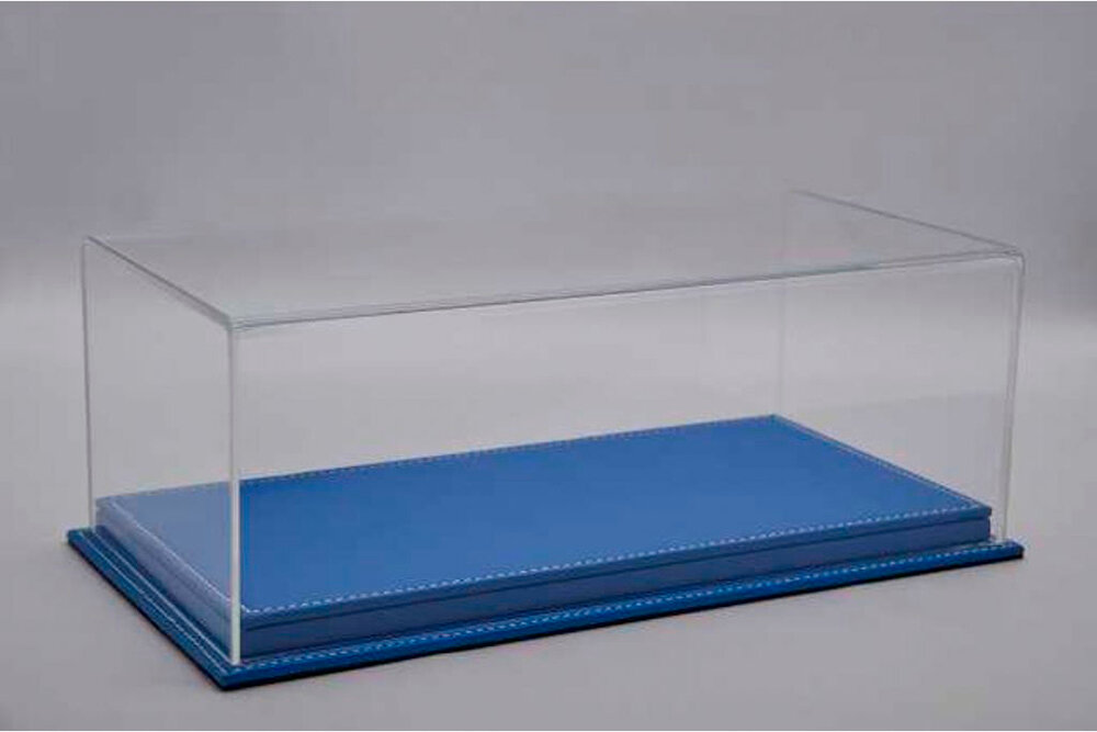 ATLANTIC CASE Бокс-витрина для моделей 1:18 blue leather натуральная кожа синяя (325X165X117 мм)