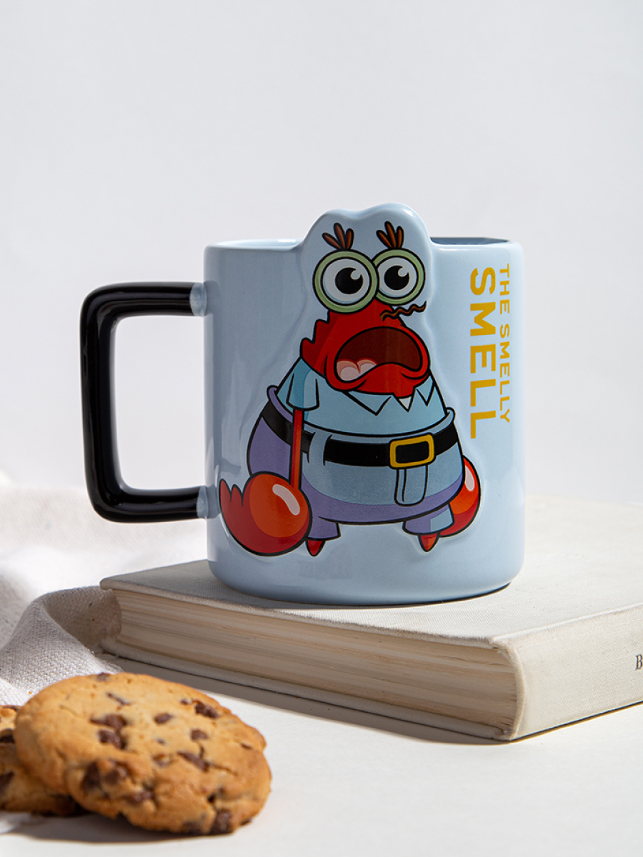 Кружка Gift Mug "Мистер Крабс", с ложкой, керамика, цвет голубой