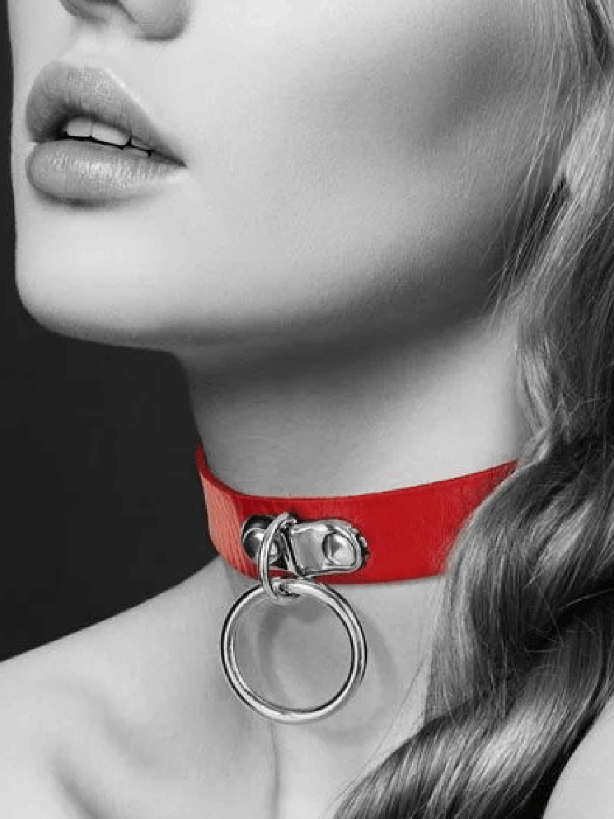 Чокер Bijoux Pour Toi "BDSM", с кольцом, красный, полиуретан, длина 41 см