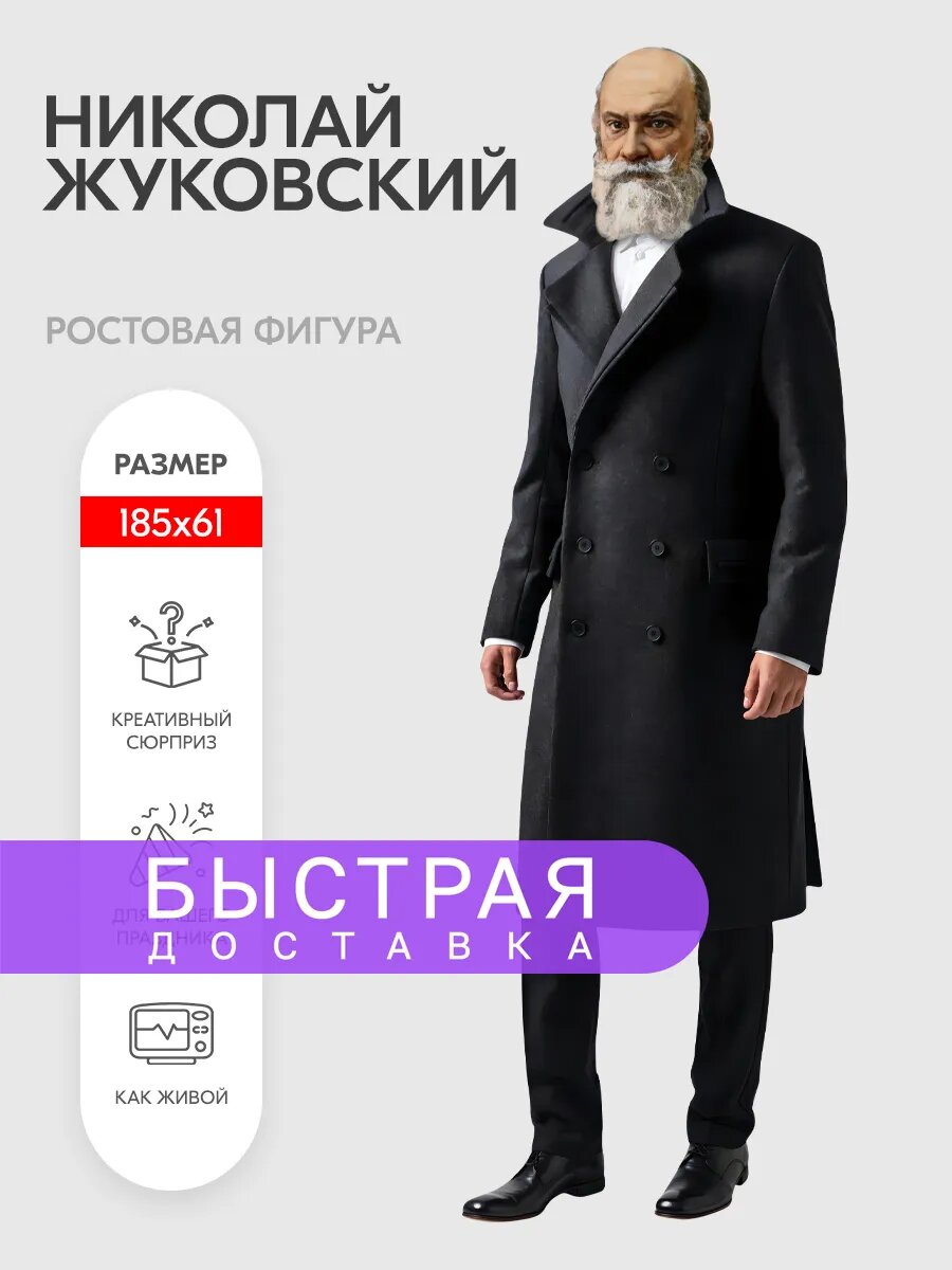 Аксессуар для фотосессий, Николай Жуковский ростовая фигура, Indoor-ad