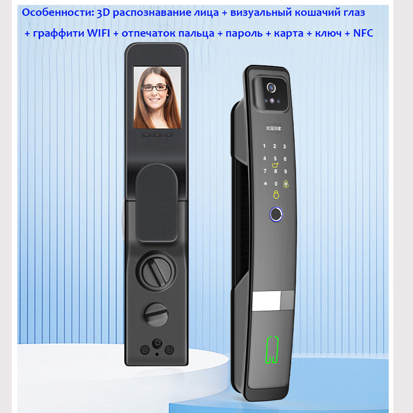 Граффити умный дом Лицо с дисплеем, пароль, отпечаток пальца, входная дверь, видеонаблюдение, автоматический замок