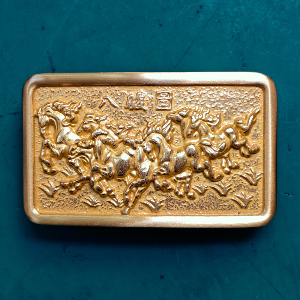 Пряжка латунь 40 мм / Пряжка для ремня с восемь бегущих лошадей бляха армейская ссср латунь