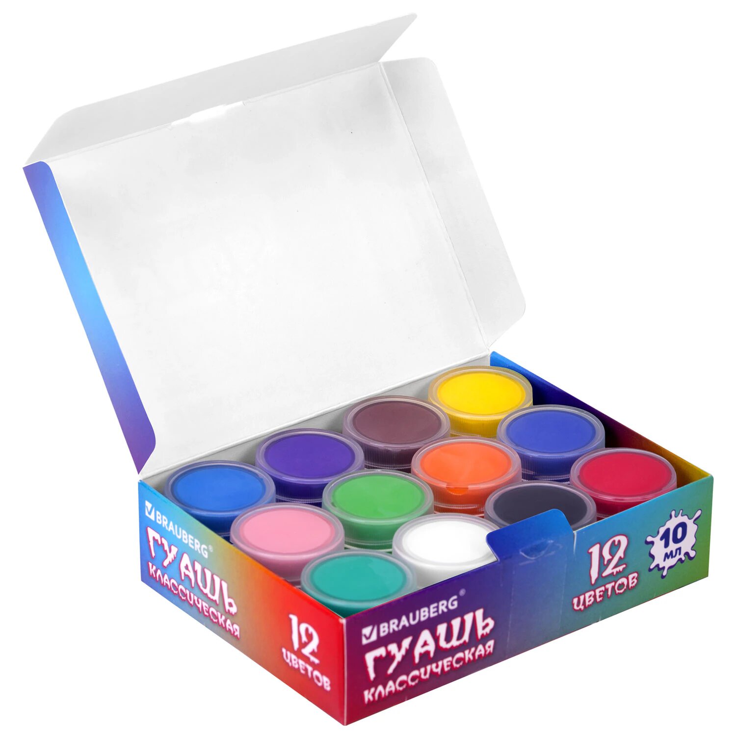 Упаковка 6 шт. Гуашь BRAUBERG "монстрики", 12 цветов по 10 мл, 192642