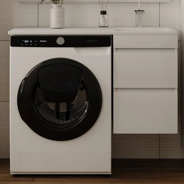 Тумба под раковину без столешницы Style Line Даллас 100 подвесная, белая, глянцевая, из МДФ, тумба для ванной, с ящиками, с доводчиками