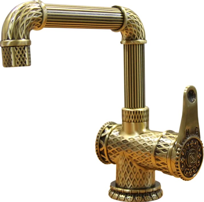 Смеситель для раковины Zorg Antic A 419 U-BR LOFT бронзовый, глянцевый, кран для ванной в раковину, из латуни, рычажный, с поворотным изливом, с керамическим картриджем