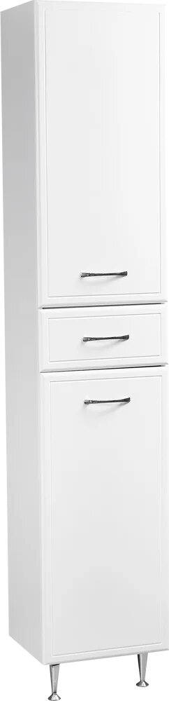 Шкаф-пенал для ванной Stella Polar Концепт 36 напольный, 36 см, белый, глянцевый, с ящиком, с дверками, фурнитура хром, из МДФ