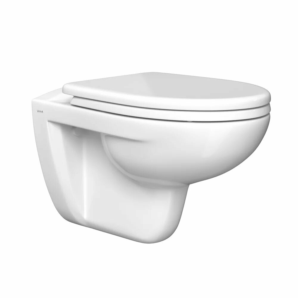 Унитаз подвесной VitrA S10 SpinFlush 7855B003-0075 с микролифтом, безободковый, без бачка, фарфоровый, белый, глянцевый, овальный, сиденье для унитаза в комплекте