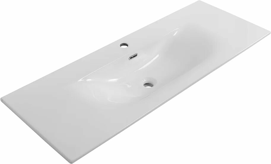 Мебельная раковина BelBagno BB-8099-120 накладная, фаянсовая, со встроенным сливом-переливом, белая, глянцевая, раковина для ванной, прямоугольная