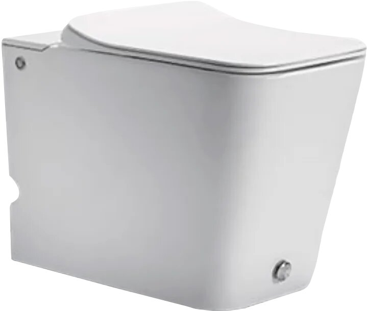 Унитаз приставной напольный Ceruttispa Disgrazia Pulse 7269 с микролифтом, безободковый, антивсплеск, фарфоровый, белый, глянцевый, прямоугольный, сиденье для унитаза в комплекте