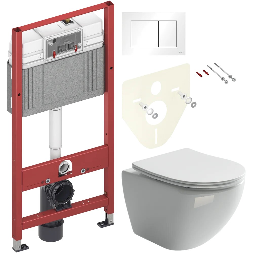 Комплект 2 в 1 Унитаз подвесной Ceramicanova Metropol CN4002 / Инсталляция с кнопкой TECE Base 9400413