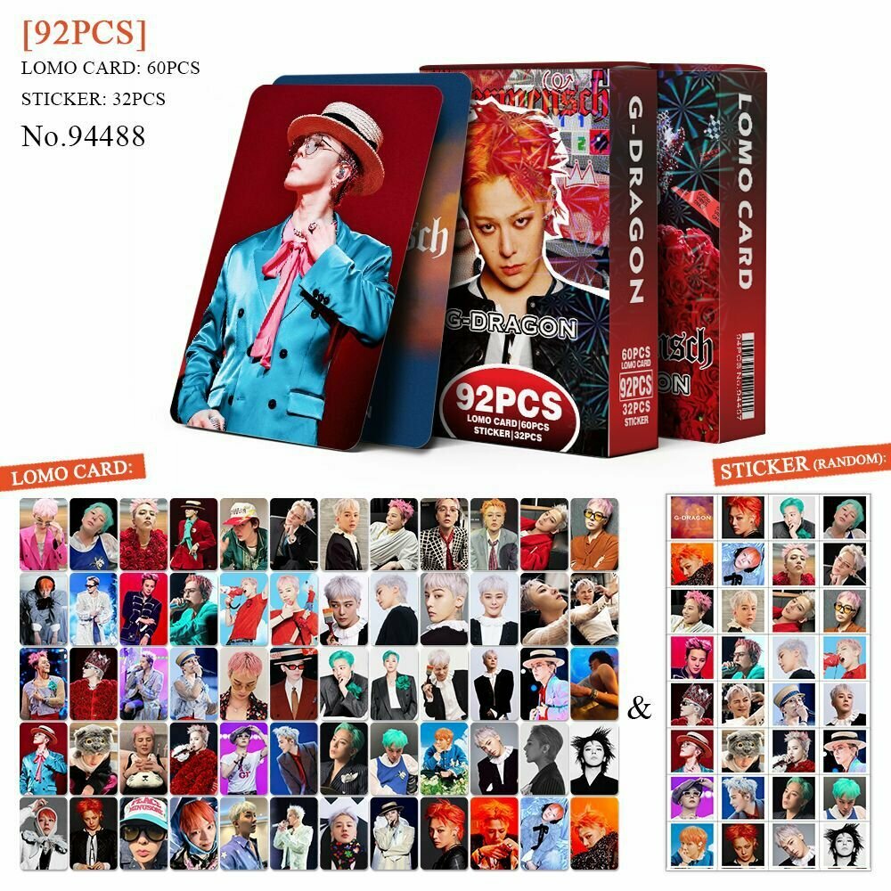 Total chain of 92G-Dragon G-Dragon collection photo cards bigbang stickers greeting cards double-sided LOMO cards